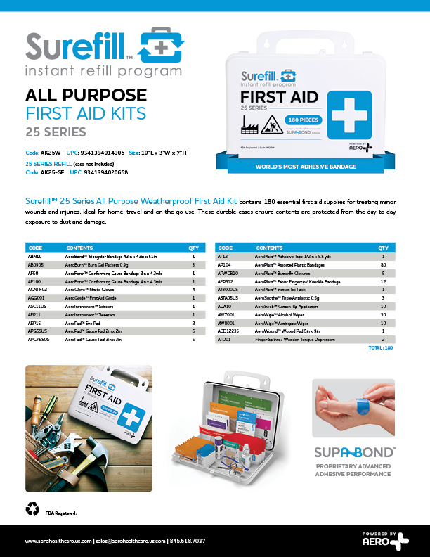AK25W-25 Series All Purpose Metal First Aid Kit | Aero Healthcare