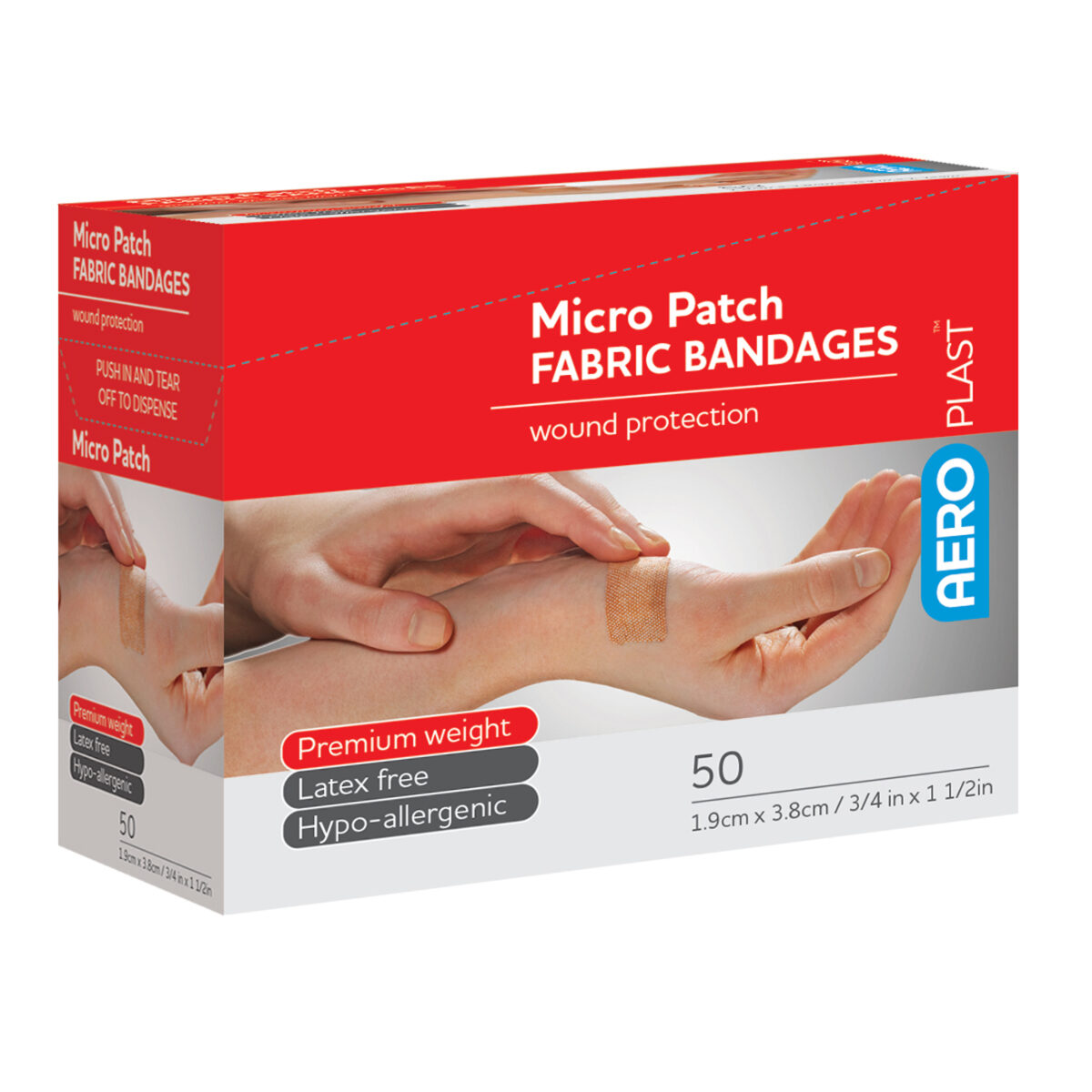 AeroPlast™ Fabric Small Patch Bandages 50/box #AFP503 | Aero Healthcare