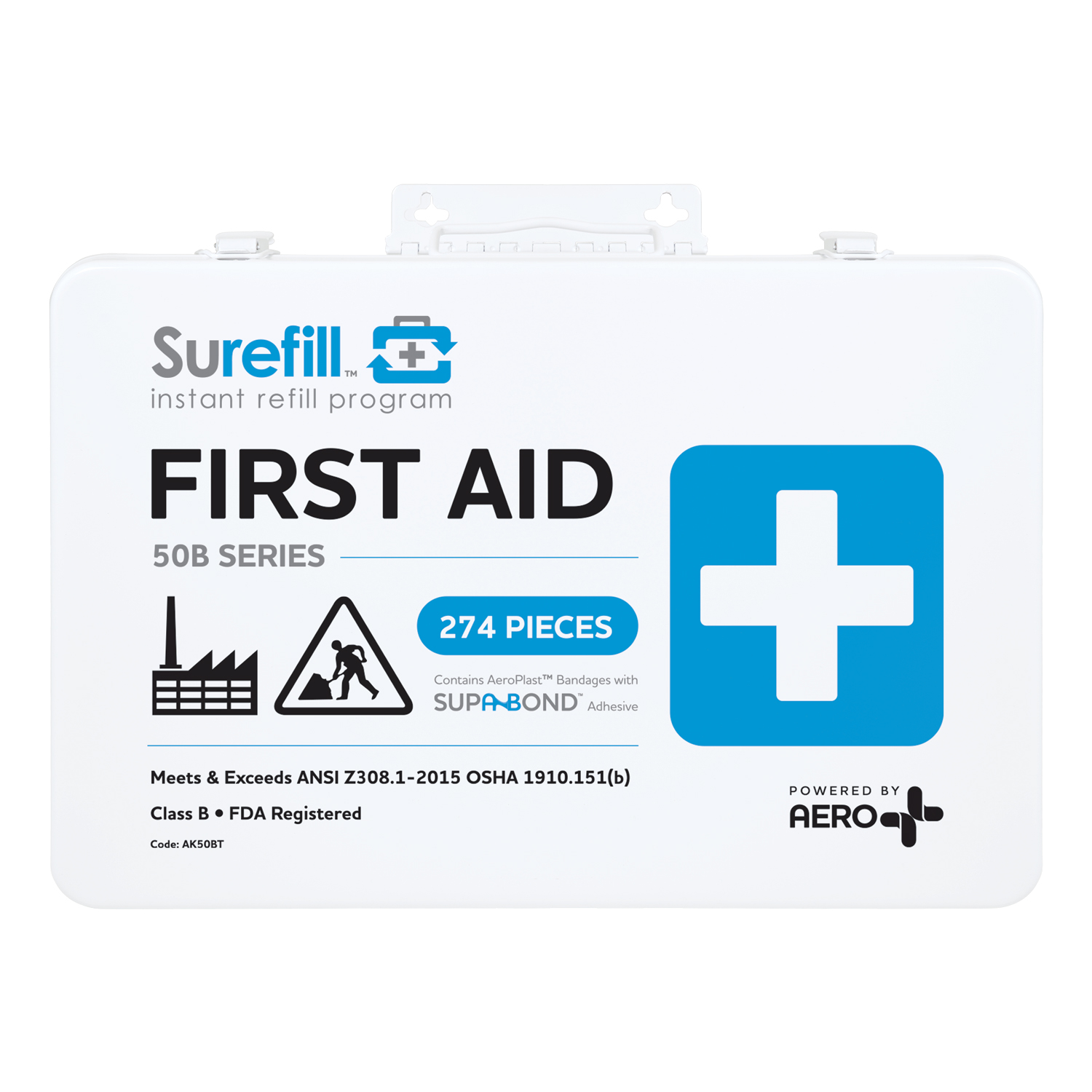 Surefill™ 50B Series ANSI B First Aid Kit - Metal Case #AK50BT | Aero ...