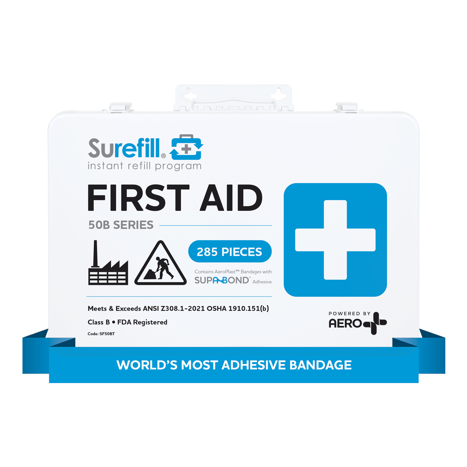 Surefill® 50B Series ANSI B First Aid Kit - Metal Case #SF50BT | Aero ...